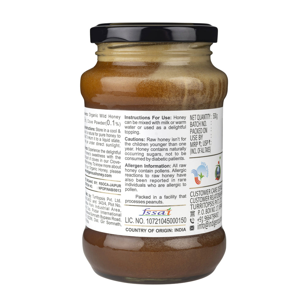 Indigenous Honey Raw Organic Honey with Infused Clove
